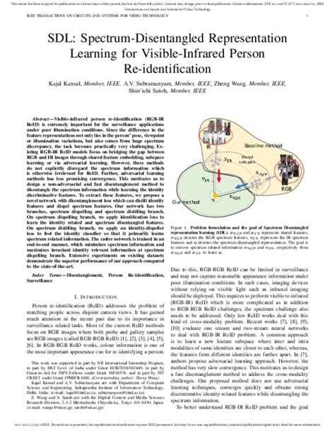 Pdf Sdl Spectrum Disentangled Representation Learning For Visible Infrared Person Re