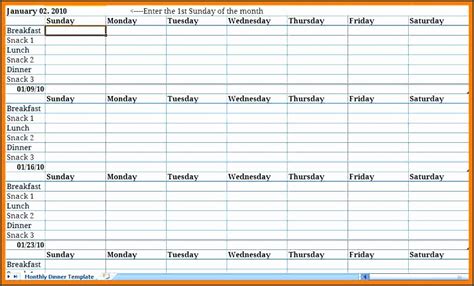 Weekly Meal Planner Template Excel New Monthly Meal Plan Excel Template