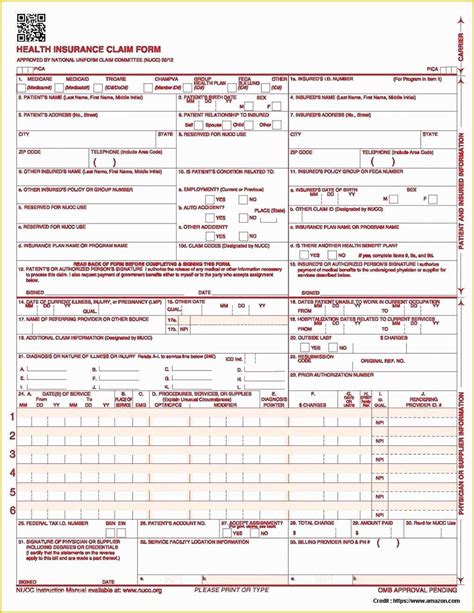 Free Health Insurance Claim Form 1500 Template Of Medical Claim Form