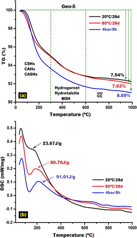 Tga Dsc Thermograms For Geo 5 Composite Pastes At Different Curing