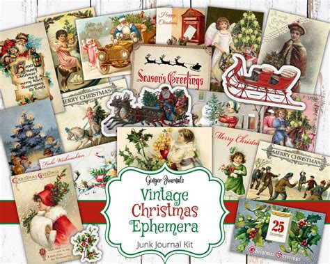Vintage Christmas Ephemera Junk Journal Printable Christmas Ephemera