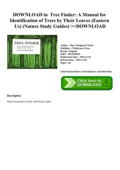 DOWNLOAD In PDF Tree Finder A Manual For Identification Of Trees By Their Leaves Eastern Us