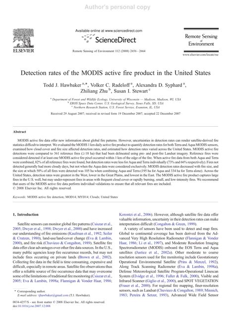 Pdf Detection Rates Of The Modis Active Fire Product