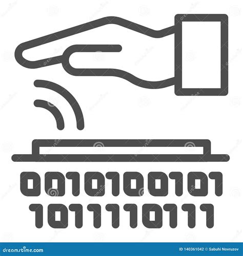 Palm Recognition Line Icon Verification Palmprint System Vector Illustration Isolated On White