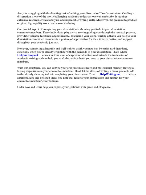 Thank You Note To Dissertation Committee Members Pdf