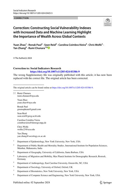 Pdf Correction Constructing Social Vulnerability Indexes With Increased Data And Machine