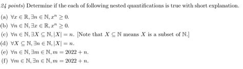 solved 24 points determine if the each of following nested