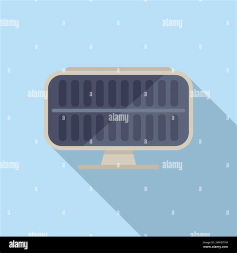 Cell Power Panel Icon Flat Vector Solar Grid Roof Ceiling Module