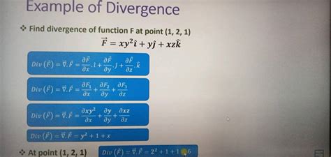 example of divergence find divergence of function f at point 1 2 1 f xy
