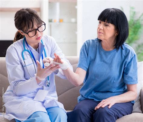 Doctor Examining Old Mature Woman After Incident Stock Photo Adobe Stock