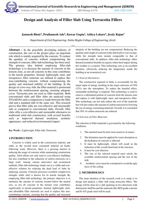 Pdf Design And Analysis Of Filler Slab Using Terracotta Fillers