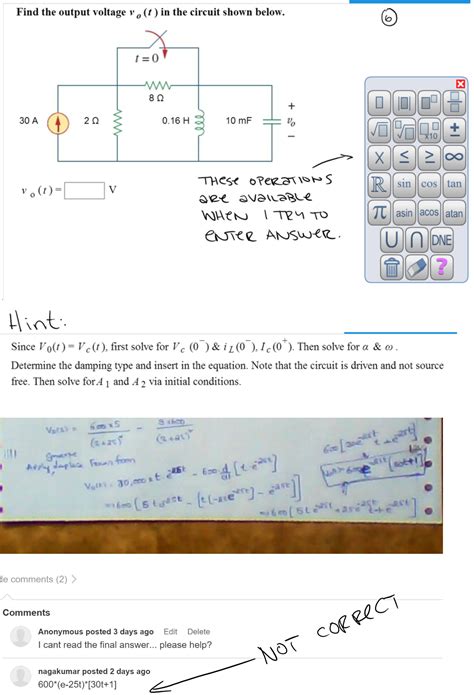 Solved Find The Output Voltage V T In The Circuit Shown Chegg