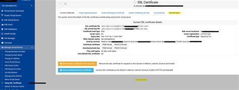 Ssl Certificate For My Site Help Home For Newbies Virtualmin