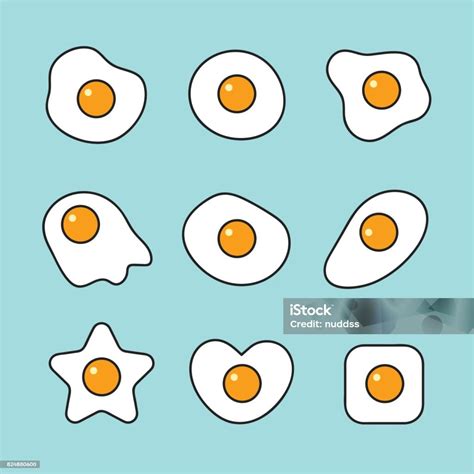 많은 모양 평면 만화 디자인 벡터 일러스트 레이 션에에서 계란의 컬렉션입니다 귀여운에 대한 스톡 벡터 아트 및 기타 이미지 귀여운 단백질 달걀 Istock