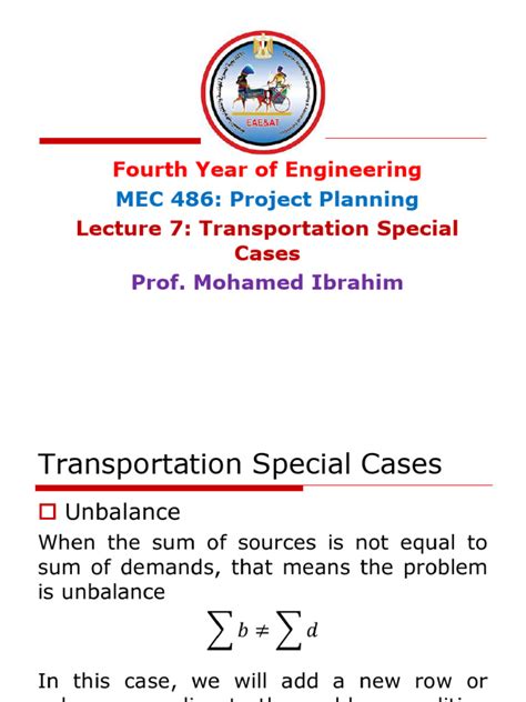 Lecture 7 Transportation Special Cases Pdf Mathematical Optimization Mathematical Logic