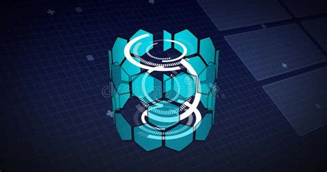 Hexagonal Panel Cylinder Is Floating In 3d Render Over Grid With White