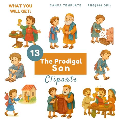 Prodigal Son Clipart Bundle Bible Story Illustrations Digital