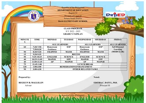 Class Program 2022 2023 Blended Learning Final Republic Of The Philippines Department Of