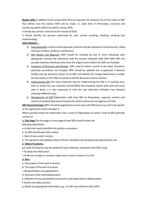 Standard Operation Procedure SOP PDF