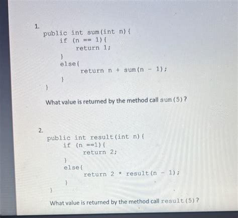 Solved 1 Public Int Sumint N If N1 Return 1 Else