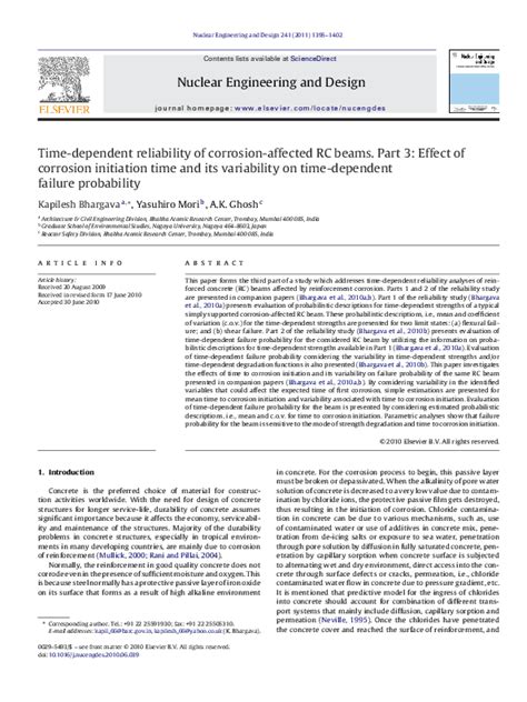 Time Dependent Reliability Of Corrosion Affected Rc Beams Part 2 Estimation Of Time Dependent
