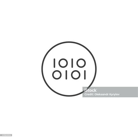 바이너리 코드 아이콘입니다 원에서 최소 벡터 아이콘입니다 하나 및 제로 컴퓨터 코드 디지털 데이터 아이콘입니다 흰색 배경에 격리된 스톡 벡터 그림입니다 0에 대한 스톡 벡터