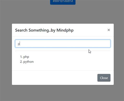 การค้นหาข้อมูล Mysql โดยใช้เทคนิค Modal Jquery Ajax เว็บบอร์ด Php