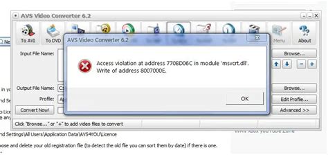 Avs Video Converter Access Violation Error