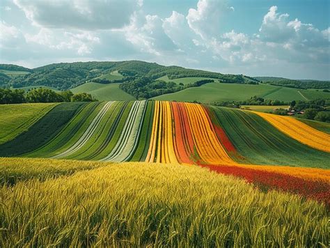 Brightly Colored Plot Of Land Wheat Field Premium Ai Generated Image