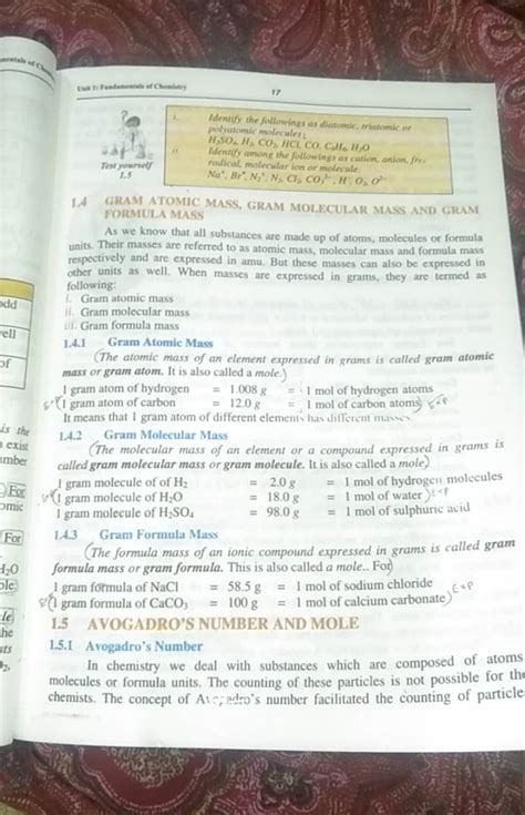 1714 Gram Atomic Mass Gram Molecular Mass And Gram Formula Massas We
