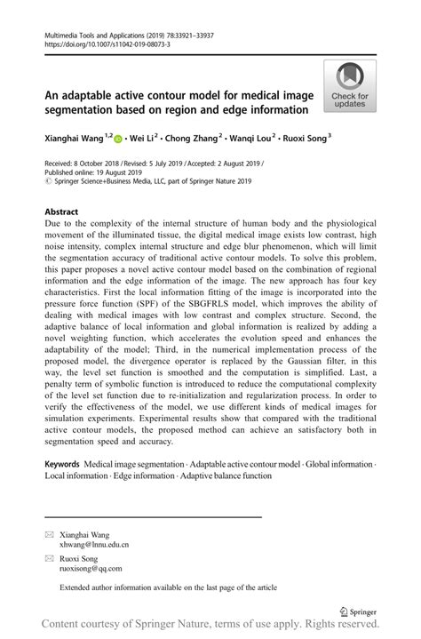 an adaptable active contour model for medical image segmentation based