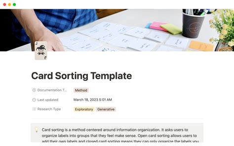 Card Sorting Template Template By Odette Jansen Notion Marketplace