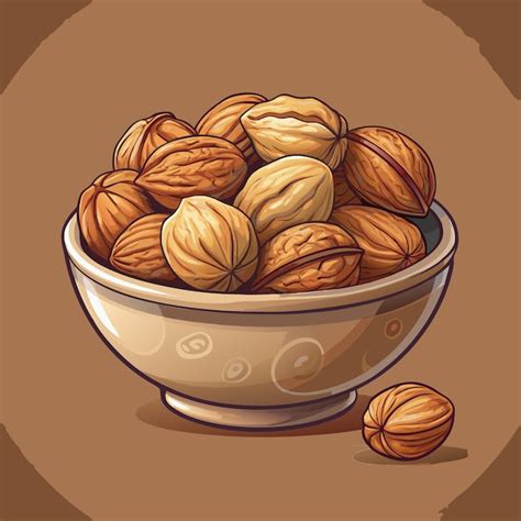 Walnuts Vector Food Art Premium Ai Generated Vector