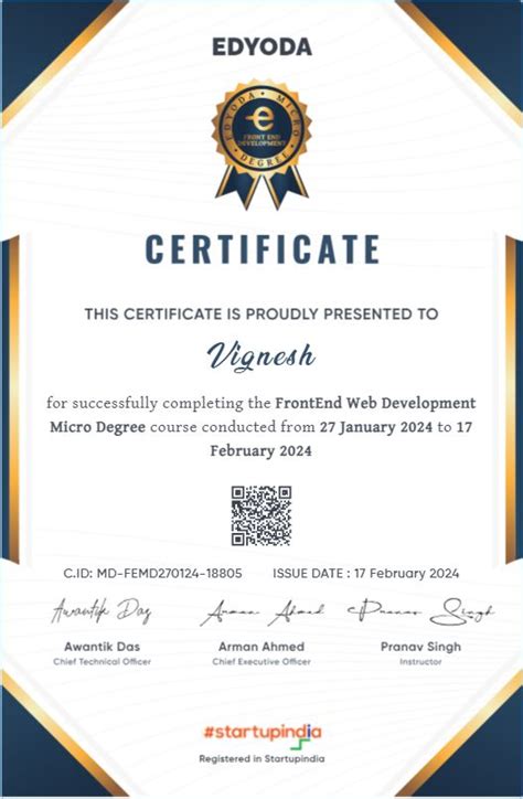 Excited To Share That I Have Successfully Completed The Front End Development Certificate Course