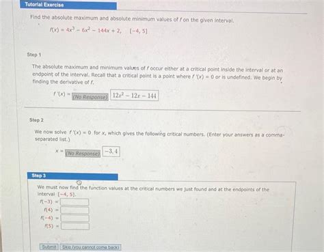 Solved Tutorial Exercise Find The Absolute Maximum And