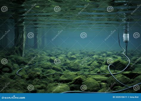 Visual Representation Of An Underwater Network Cable Laid On The Ocean Floor For Communication