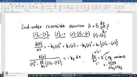 Integrated Rate Law For Second Order A B P Reversible Reactions Youtube