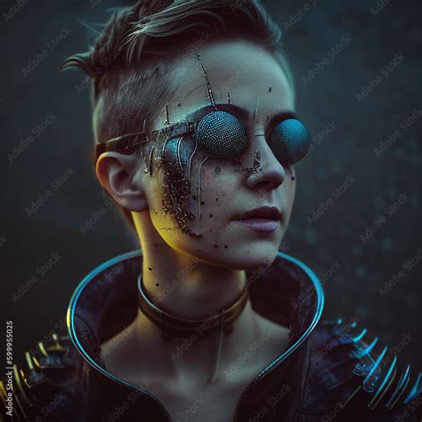 Illustration Of A Cyberpunk Girl Ai Generated Stock Illustration Adobe Stock