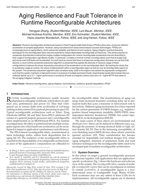 Pdf Aging Resilience And Fault Tolerance In Runtime Reconfigurable Architectures