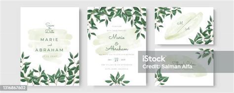 단풍 라인 아트세트의 웨딩 초대 템플릿 손으로 그린 식물 잎 꽃 포스터 초대합니다 벡터 장식 인사말 카드 또는 초대 디자인 배경 수채화 모던 디자인 감사합니다에 대한 스톡