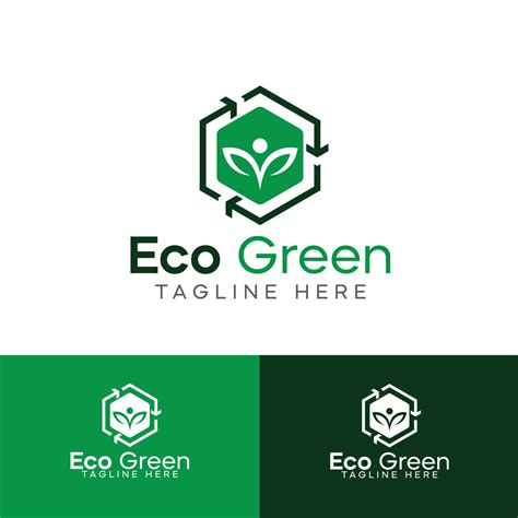 Eco green solutions logo template premium vector, hexagon human icon ...