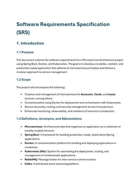 Srs For Master Microservices With Springboot Docker Kubernetes Pdf Computer Architecture