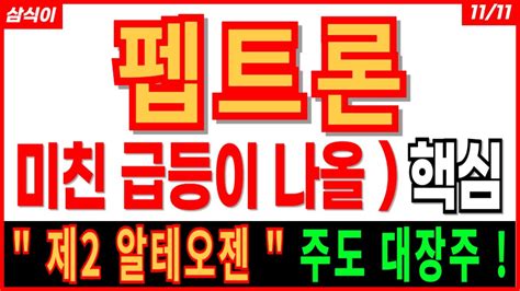 펩트론 🔥미친 급등이 나올 핵심 제 2의 알테오젠 비만치료제 관련주 주가 주가전망 목표가 대응방법 급등주 삼식이