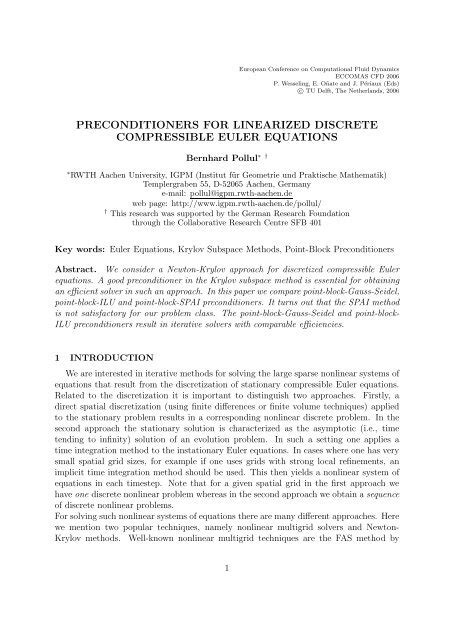 preconditioners for linearized discrete compressible euler equations