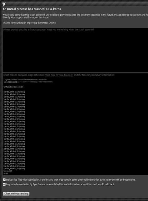 Error An Unreal Process Has Crashed Ue4 Kards Kards Support