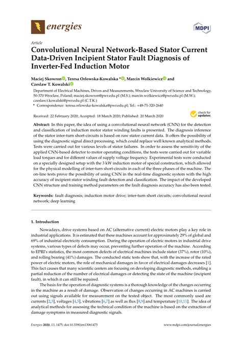 Pdf Convolutional Neural Network Based Stator Current Data Driven Incipient Stator Fault