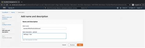 how to create cloudwatch alarms for an sns topic on aws