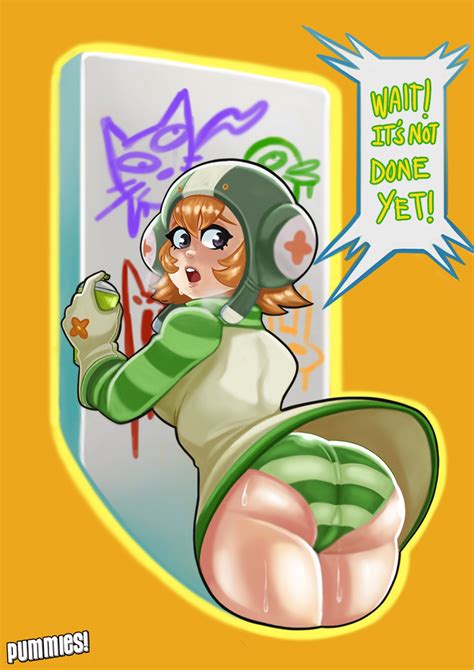 Pummies Gum Jsr Jet Set Radio Sega 1girl Dialogue Box Dress Gloves Graffiti Heavy