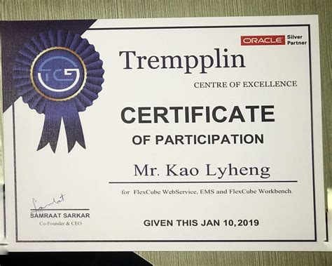 Lyheng Kao On Linkedin Achievement From Flexcube Oracle