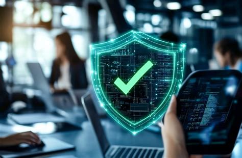 Cybersecurity With Business Teams Using Digital Shields And Secure Networks On Laptops And